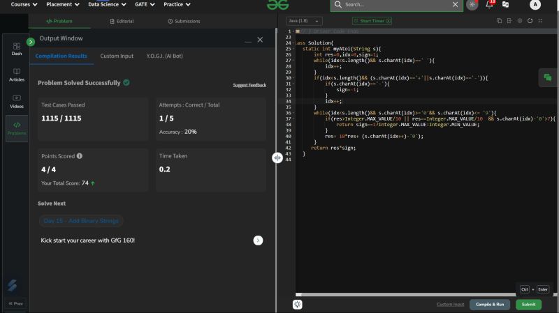 #100daysofcode #geeksforgeeks #codingchallenge #java #atoi # ... #100daysofcode #geeksforgeeks #codingchallenge #java #atoi # ...