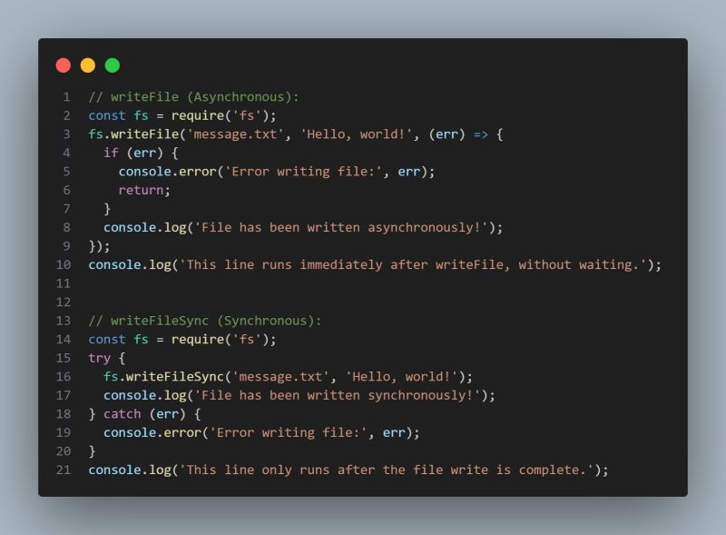 What is writeFile vs. writeFileSync? | Abbass Hazimeh posted on the ... What is writeFile vs. writeFileSync? | Abbass Hazimeh posted on the ...