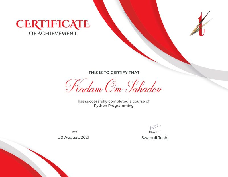 Completed Python Programming course by Tyson! | Om Kadam posted on the ... Completed Python Programming course by Tyson! | Om Kadam posted on the ...