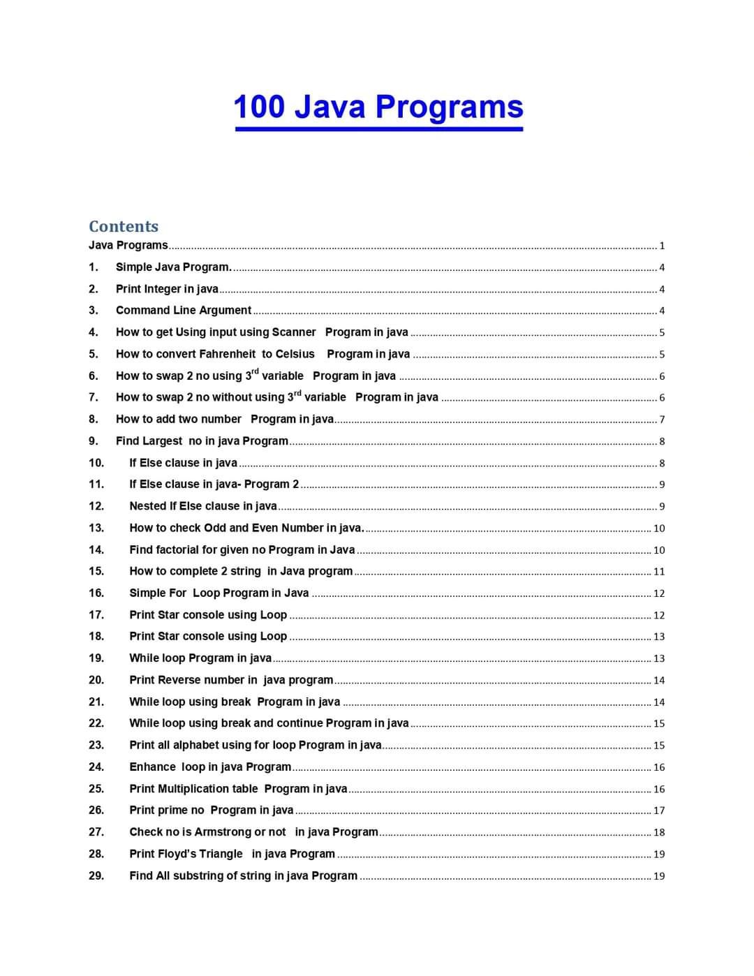 Java Programs (100 Programs): PDF Sheet for Coding Practice Stay tuned ... Java Programs (100 Programs): PDF Sheet for Coding Practice Stay tuned ...