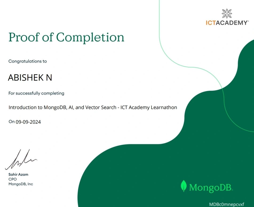 ABISHEK NESAMONY on LinkedIn: #mongodb #ai #vectorsearch #nosql # ... ABISHEK NESAMONY on LinkedIn: #mongodb #ai #vectorsearch #nosql # ...