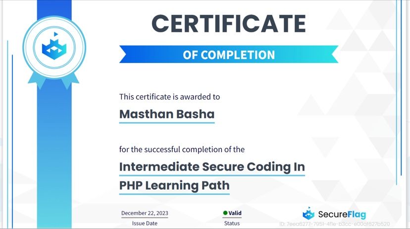 masthan basha shaik on LinkedIn: Completed secure coding masthan basha shaik on LinkedIn: Completed secure coding