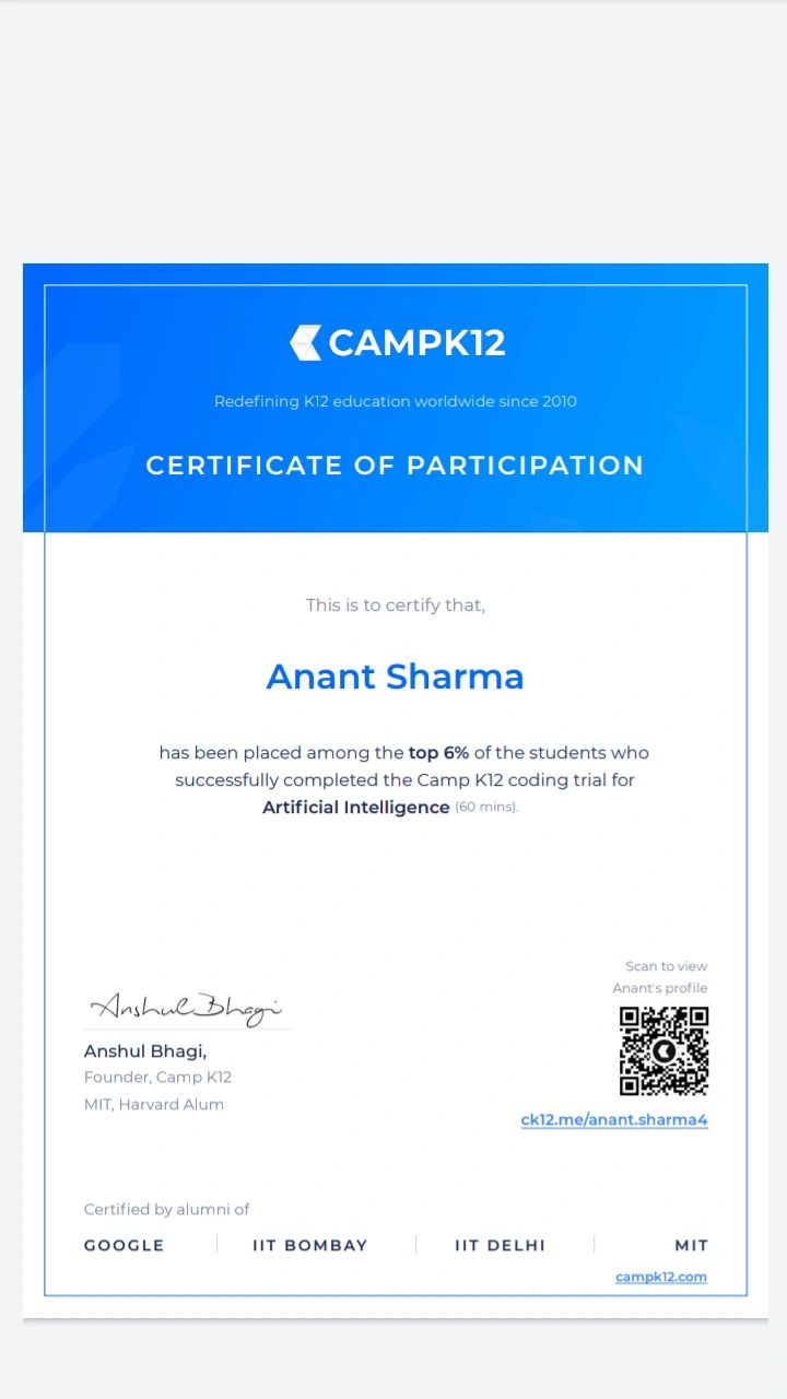 Anant Sharma on LinkedIn: #ai #coding #innovation #campk12 Anant Sharma on LinkedIn: #ai #coding #innovation #campk12
