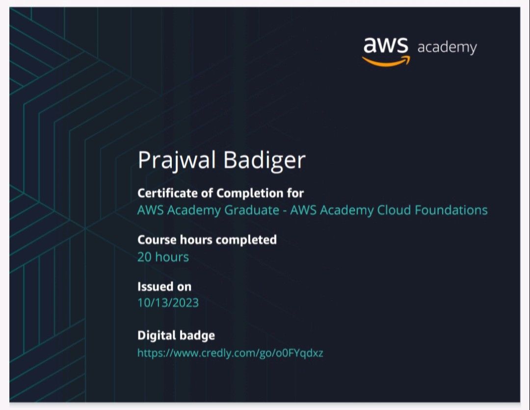 Completion certificate for AWS Academy | Prajwal Badiger posted on the ... Completion certificate for AWS Academy | Prajwal Badiger posted on the ...