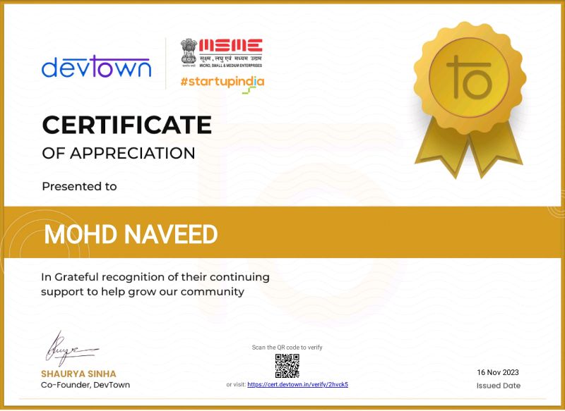 MOHD NAVEED on LinkedIn: #devtown MOHD NAVEED on LinkedIn: #devtown