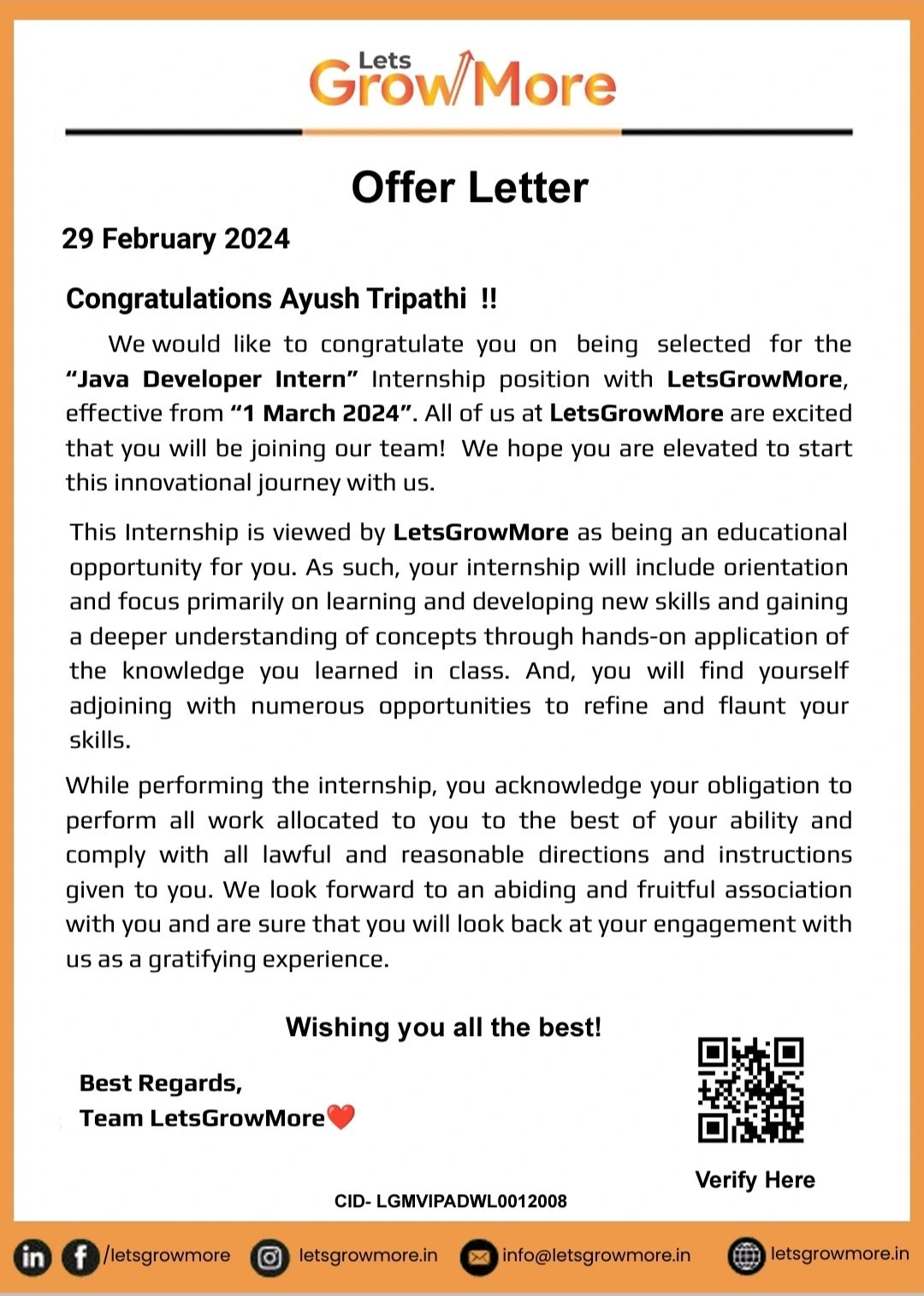 Ayush Tripathi on LinkedIn: #javadeveloper #internship # ... Ayush Tripathi on LinkedIn: #javadeveloper #internship # ...