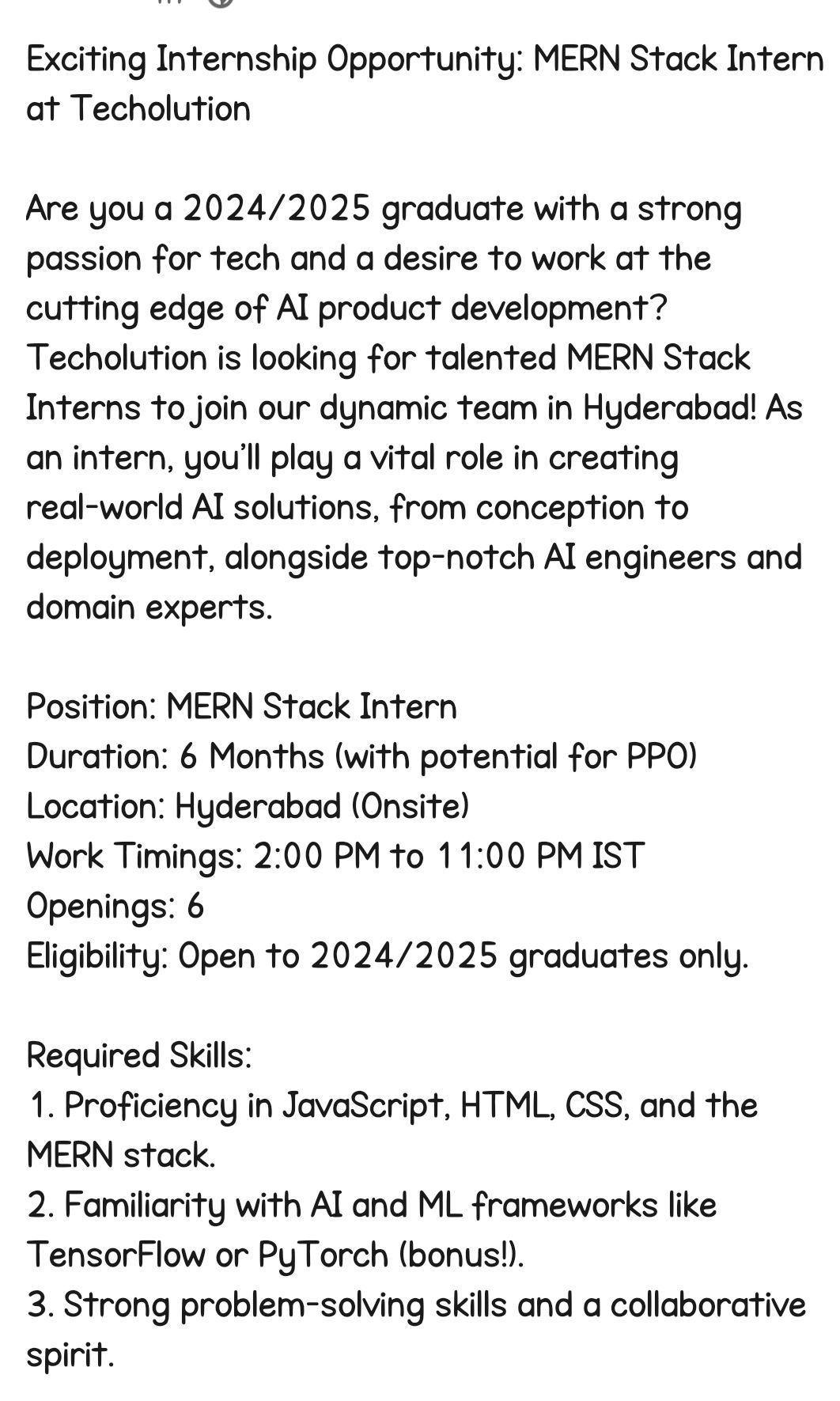 Jyoti Bhasin on LinkedIn: #hiring #intern #mern Jyoti Bhasin on LinkedIn: #hiring #intern #mern