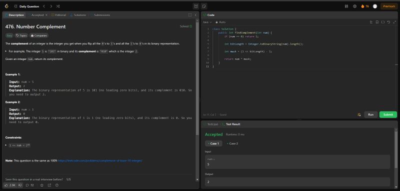 Day 109 of the 200 Days DSA Challenge: Number Complement | Abhijeet ... Day 109 of the 200 Days DSA Challenge: Number Complement | Abhijeet ...