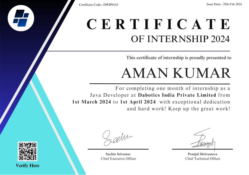 Dabotics India | Aman Kumar Dabotics India | Aman Kumar