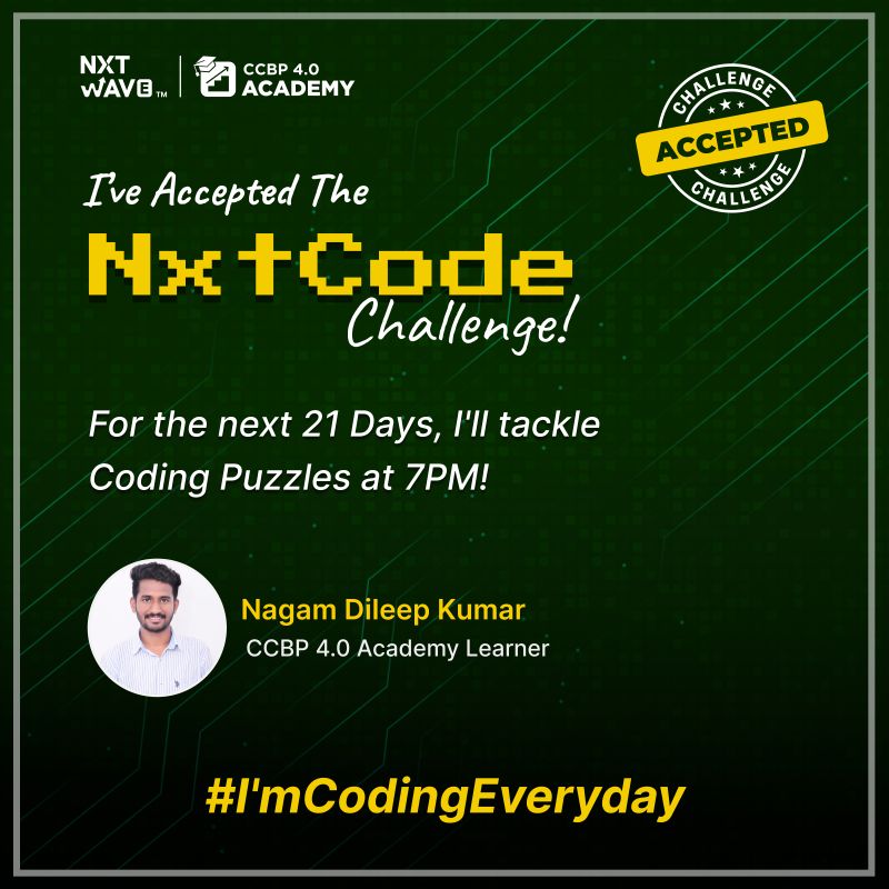 #nxtcodechallenge #continuouslearning #codingjourney #nxtwave #nxtwave ... #nxtcodechallenge #continuouslearning #codingjourney #nxtwave #nxtwave ...