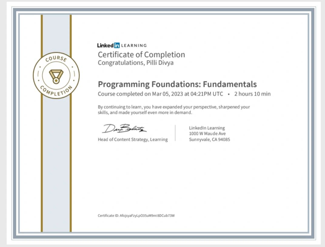 Pilli Divya on LinkedIn: #programming #techskills #careergrowth # ... Pilli Divya on LinkedIn: #programming #techskills #careergrowth # ...