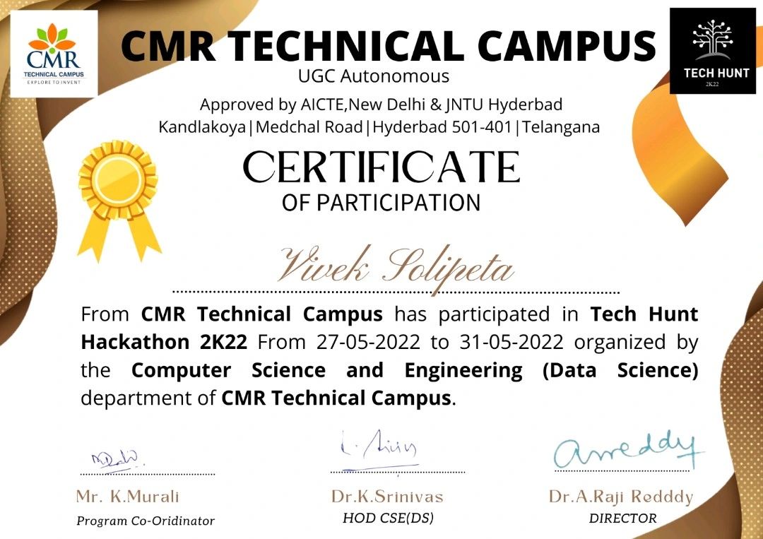 VIVEK REDDY SOLIPETA on LinkedIn: #cmrtc VIVEK REDDY SOLIPETA on LinkedIn: #cmrtc