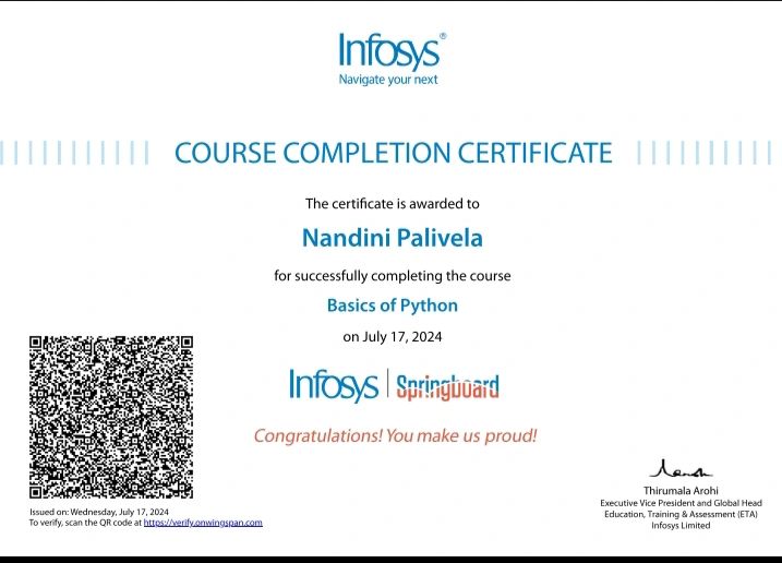 Palivela Nandini on LinkedIn: #python#certification# Palivela Nandini on LinkedIn: #python#certification#