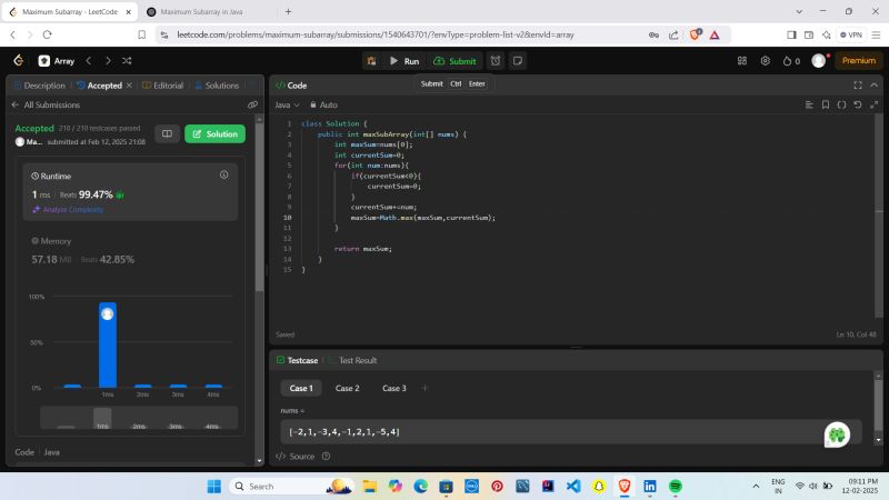 🔥 Solving Maximum Subarray on LeetCode | Kadane’s Algorithm 🚀 Today, I ... 🔥 Solving Maximum Subarray on LeetCode | Kadane’s Algorithm 🚀 Today, I ...