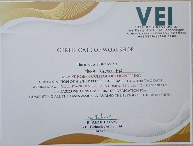 MAHA SRUTHY K N on LinkedIn: #workshop #python #fullstackpython MAHA SRUTHY K N on LinkedIn: #workshop #python #fullstackpython