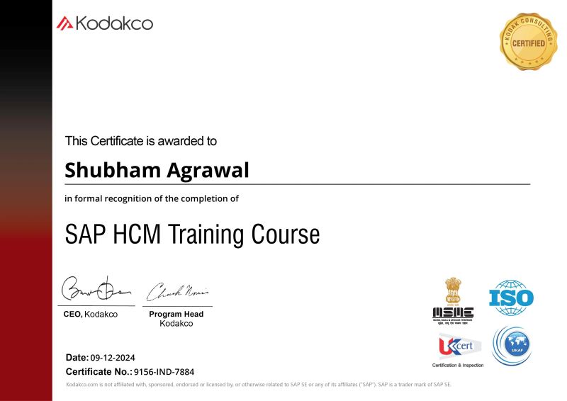 SHUBHAM AGRAWAL on LinkedIn: #sap #hcm #certification #learning #growth SHUBHAM AGRAWAL on LinkedIn: #sap #hcm #certification #learning #growth