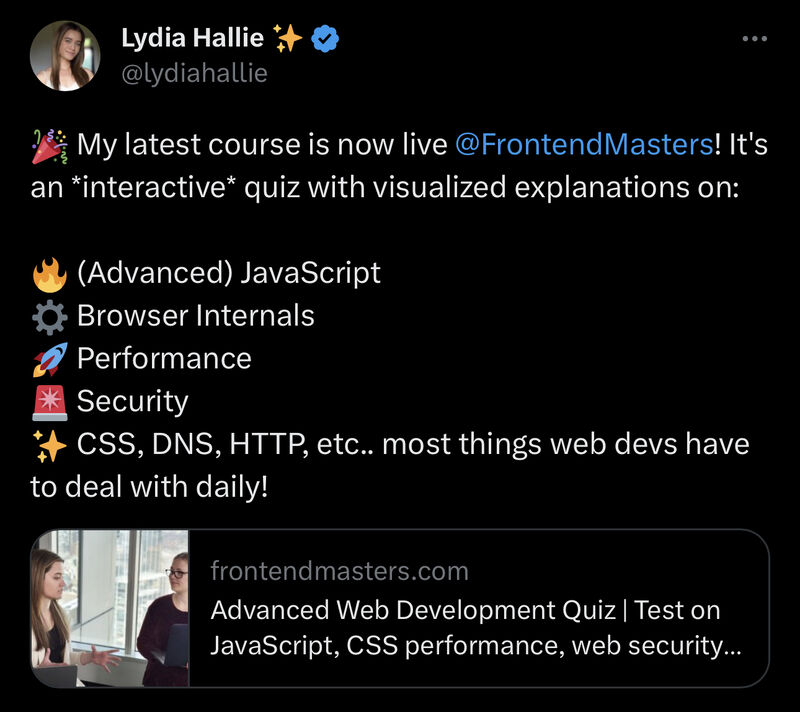 Frontend Masters on LinkedIn: #webdevelopment #javascript #security #css Frontend Masters on LinkedIn: #webdevelopment #javascript #security #css