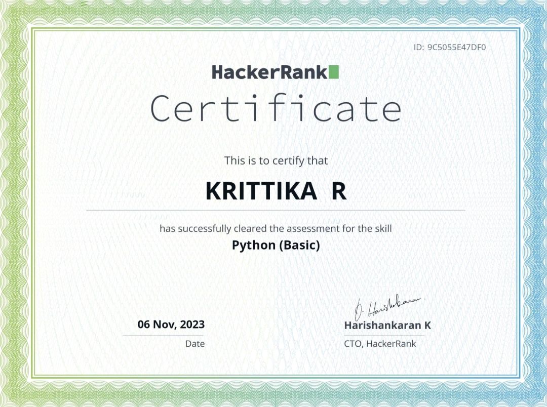 Krittika Ravichandran on LinkedIn: #codingjourney #python #hackerrank Krittika Ravichandran on LinkedIn: #codingjourney #python #hackerrank
