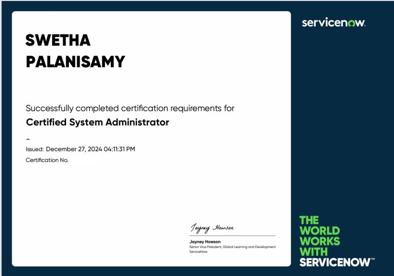 #servicenow #servicenowadmin #servicenowcertifications | swetha palanisamy #servicenow #servicenowadmin #servicenowcertifications | swetha palanisamy