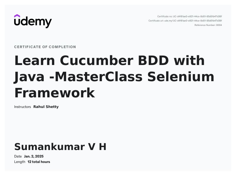 SUMANKUMAR V H on LinkedIn: #bdd #java #selenium # ... SUMANKUMAR V H on LinkedIn: #bdd #java #selenium # ...
