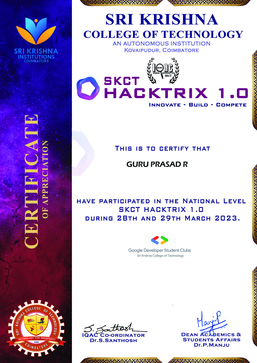 GURU PRASAD R on LinkedIn: #hackathon #innovation #collaboration #skct ... GURU PRASAD R on LinkedIn: #hackathon #innovation #collaboration #skct ...