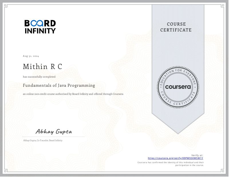 Mithin R C on LinkedIn: #java #programming #continuouslearning # ... Mithin R C on LinkedIn: #java #programming #continuouslearning # ...