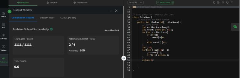 #160daysofcode #geeksforgeeks #java #codingchallenge #leetcode #hindex ... #160daysofcode #geeksforgeeks #java #codingchallenge #leetcode #hindex ...
