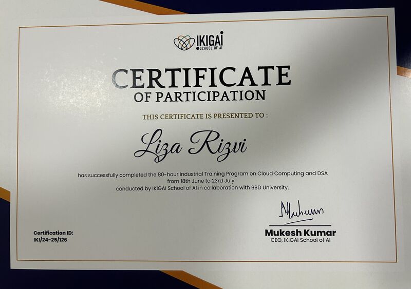 Liza Rizvi on LinkedIn: #cloudcomputing #dsa #learningjourney # ... Liza Rizvi on LinkedIn: #cloudcomputing #dsa #learningjourney # ...