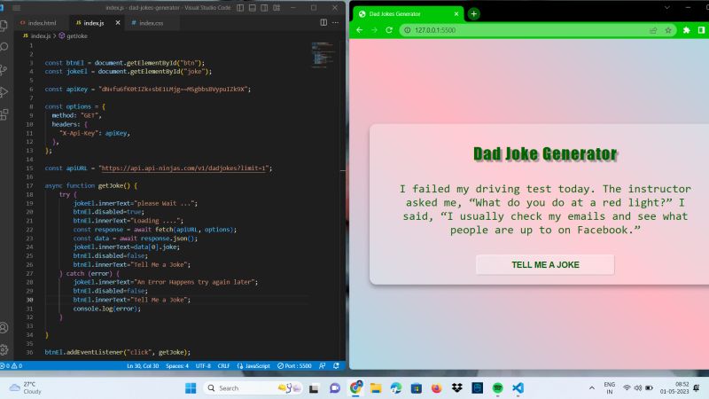#day1 #codingjourney #javascript #webdevelopment #dadjokegenerator #api ... #day1 #codingjourney #javascript #webdevelopment #dadjokegenerator #api ...
