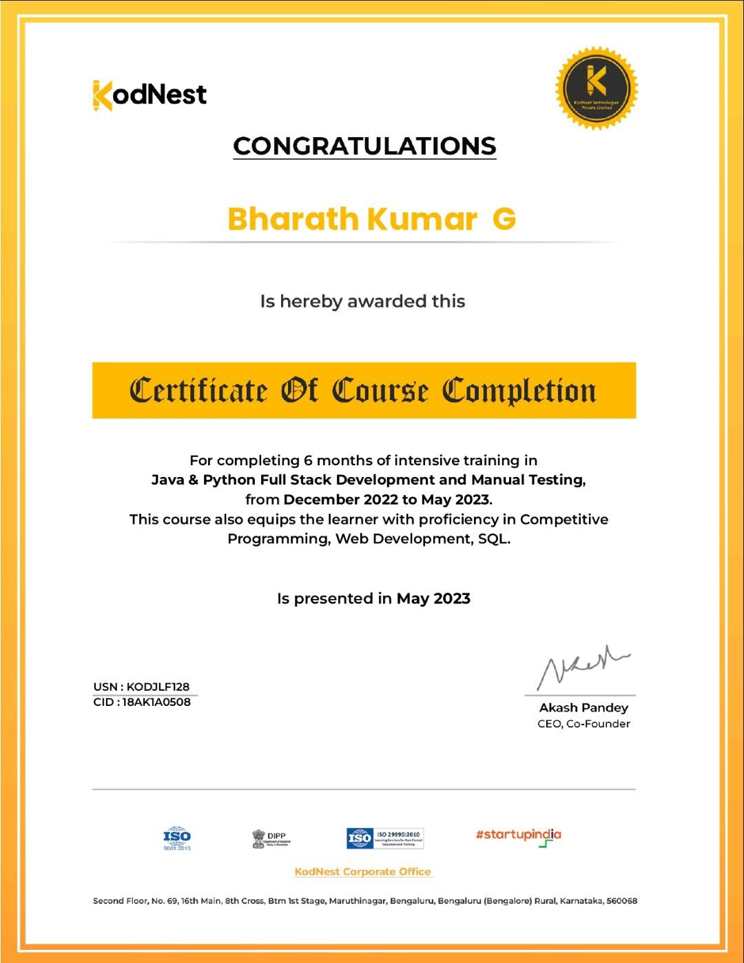 BHARATH KUMAR G on LinkedIn: #fullstackdevelopment #kodnest #java # ... BHARATH KUMAR G on LinkedIn: #fullstackdevelopment #kodnest #java # ...