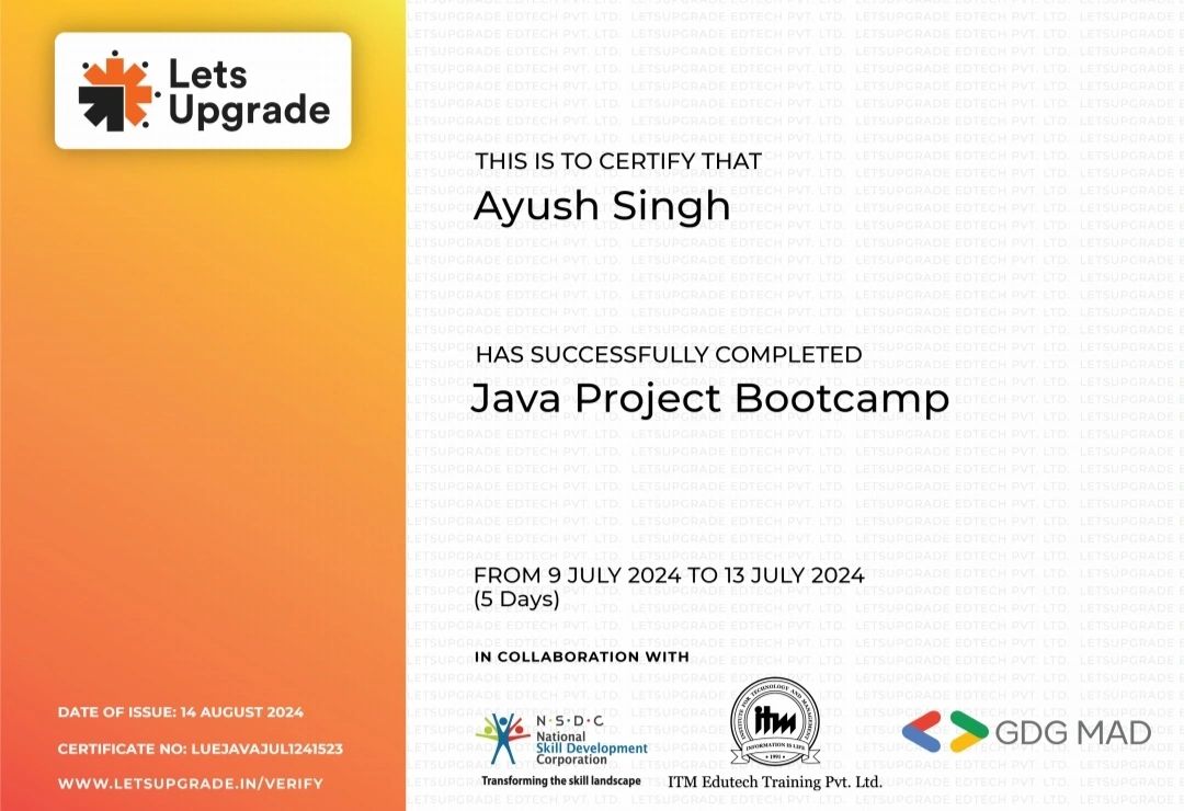 Ayush Singh on LinkedIn: #java #bootcamp #softwaredevelopment # ... Ayush Singh on LinkedIn: #java #bootcamp #softwaredevelopment # ...