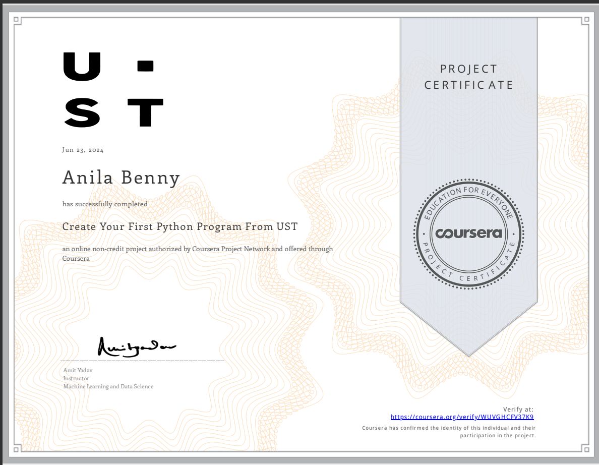 How I learned Python with Coursera | Anila Benny posted on the topic ... How I learned Python with Coursera | Anila Benny posted on the topic ...