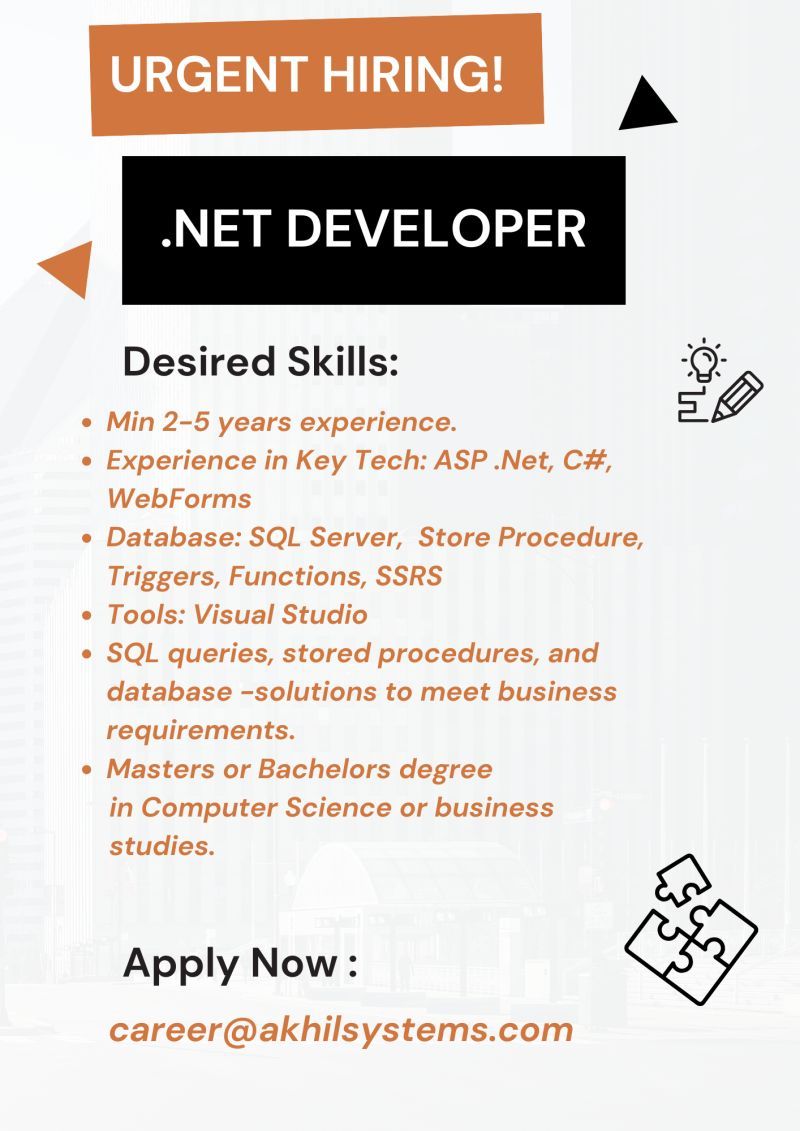 #hiring #dotnetdeveloper #mvc #webforms #sqlserver #dotnetdeveloper # ... #hiring #dotnetdeveloper #mvc #webforms #sqlserver #dotnetdeveloper # ...