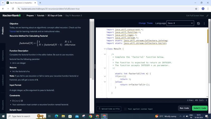 sarin S on LinkedIn: #day13 #problemsolving #java #hackerrank sarin S on LinkedIn: #day13 #problemsolving #java #hackerrank