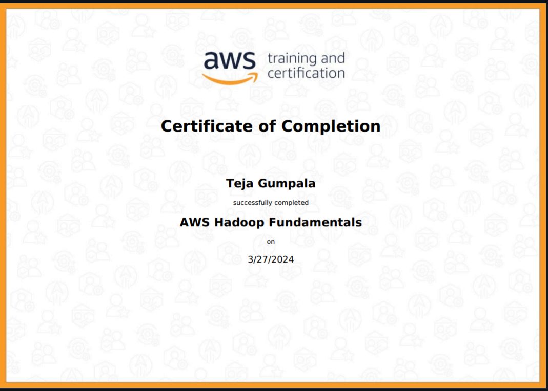 Gumpala Teja on LinkedIn: #awscertified #hadoop #bigdata Gumpala Teja on LinkedIn: #awscertified #hadoop #bigdata