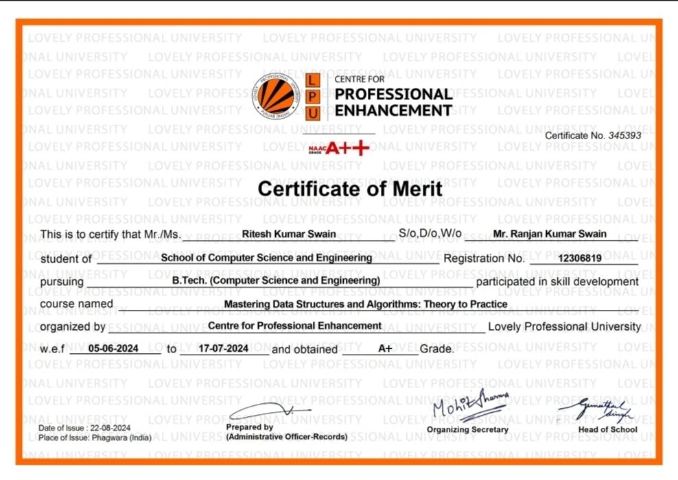 Ritesh Kumar Swain on LinkedIn: #dsa #coding #learning #btech Ritesh Kumar Swain on LinkedIn: #dsa #coding #learning #btech