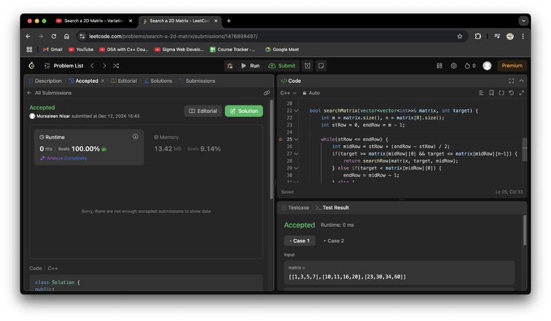 Mursaleen Nisar on LinkedIn: #dsa #2dmatrix #leetcode #binarysearch # ... Mursaleen Nisar on LinkedIn: #dsa #2dmatrix #leetcode #binarysearch # ...