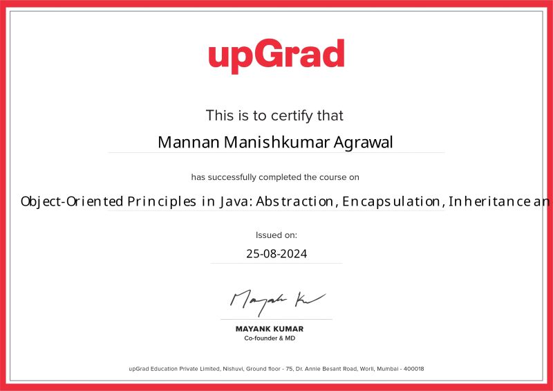 Mannan Agrawal on LinkedIn: #oops #java #upgrad #programming #learning Mannan Agrawal on LinkedIn: #oops #java #upgrad #programming #learning