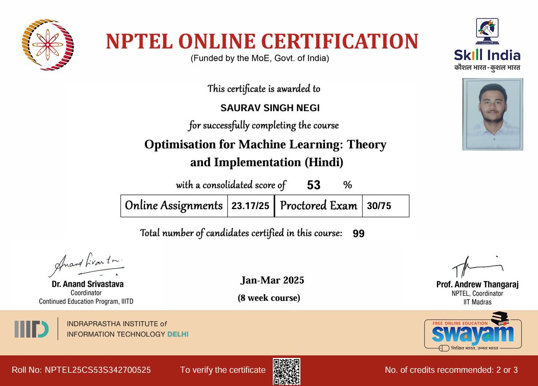 #machinelearning #optimizationalgorithms #iitmadras #nptelโฆ | Saurav ... #machinelearning #optimizationalgorithms #iitmadras #nptelโฆ | Saurav ...