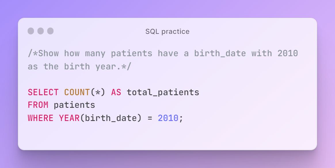 How to create a simple SQL query for patients | Rishab K. posted on the ... How to create a simple SQL query for patients | Rishab K. posted on the ...