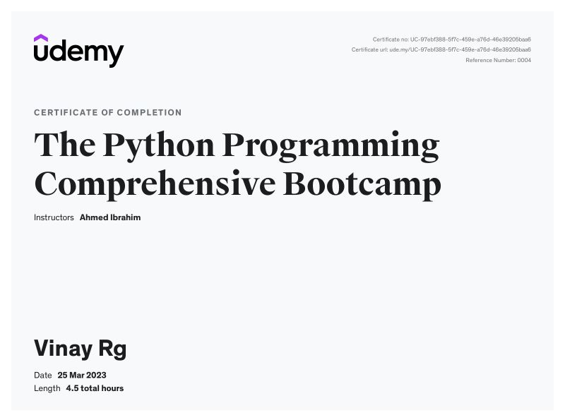 Vinay RG on LinkedIn: #pythonprogramming #udemycourse #pythondeveloper ... Vinay RG on LinkedIn: #pythonprogramming #udemycourse #pythondeveloper ...