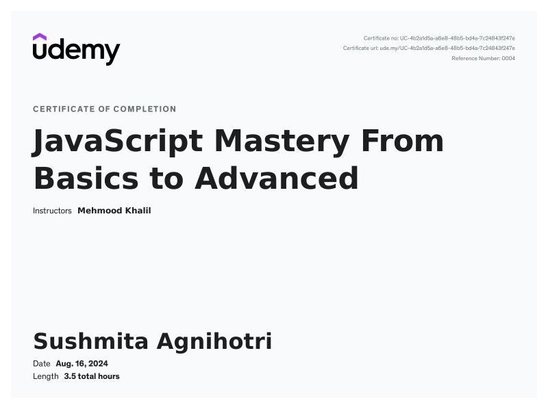 Sushmita Agnihotri on LinkedIn: #udemy #javascript #webdevelopment # ... Sushmita Agnihotri on LinkedIn: #udemy #javascript #webdevelopment # ...