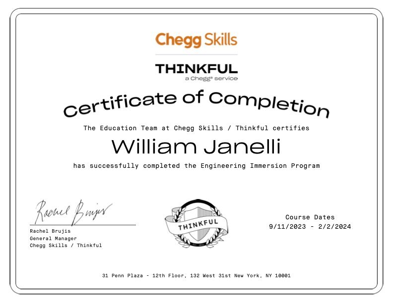William Janelli on LinkedIn: Stoked to be done with this bootcamp ... William Janelli on LinkedIn: Stoked to be done with this bootcamp ...