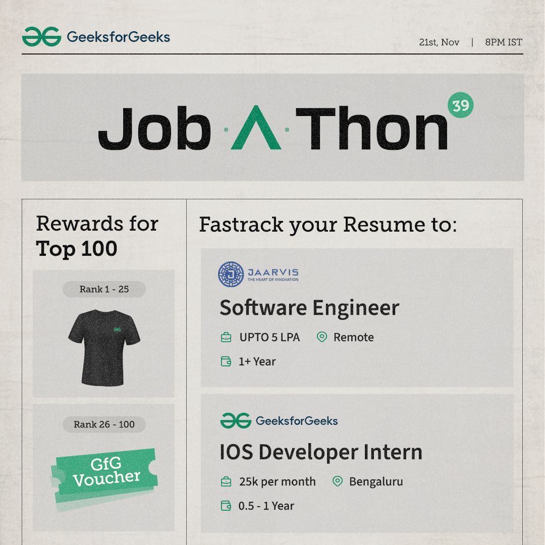 Tulsi Jha on LinkedIn: #geeksforgeeks #hiring #tech #india #coding # ... Tulsi Jha on LinkedIn: #geeksforgeeks #hiring #tech #india #coding # ...