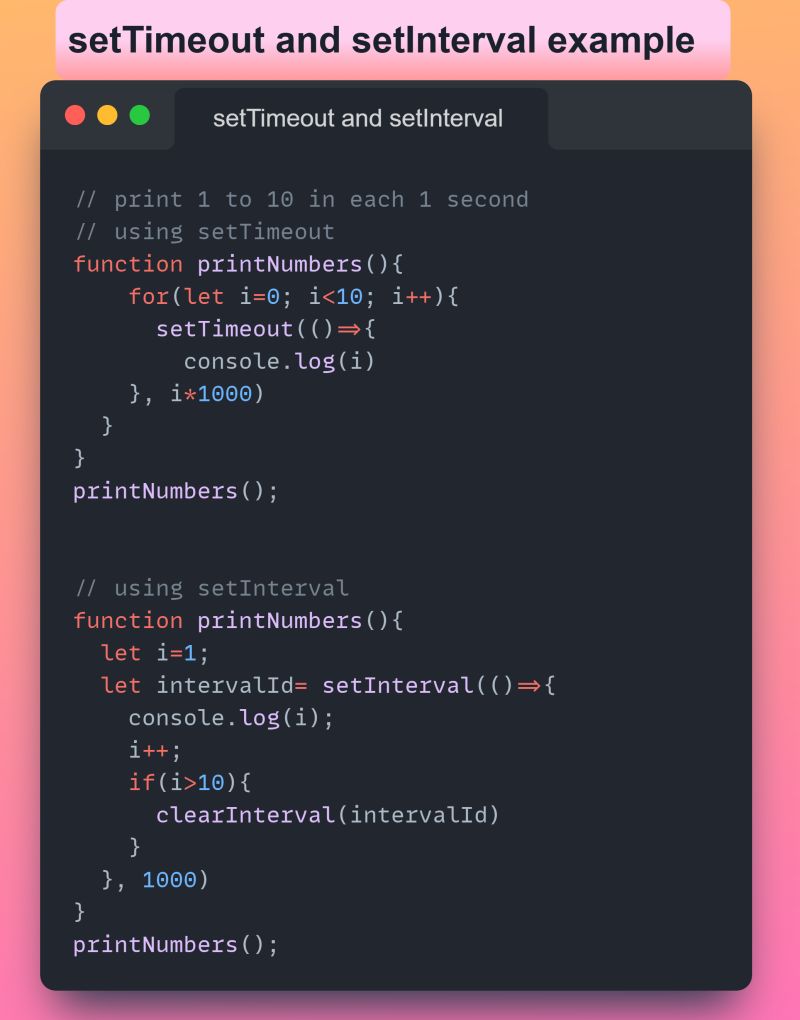 Bittu Kumar on LinkedIn: #javascript #setinterval #settimeout #coding Bittu Kumar on LinkedIn: #javascript #setinterval #settimeout #coding