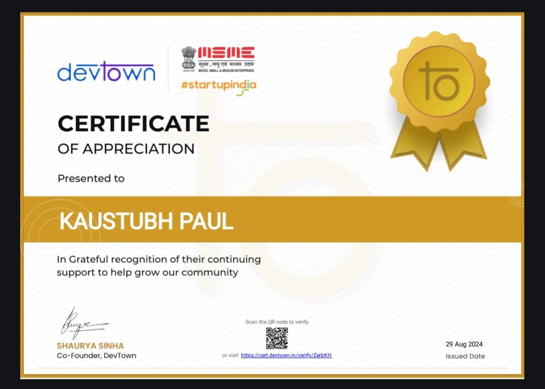 Kaustubh Paul on LinkedIn: #devtown #webdev #coding Kaustubh Paul on LinkedIn: #devtown #webdev #coding