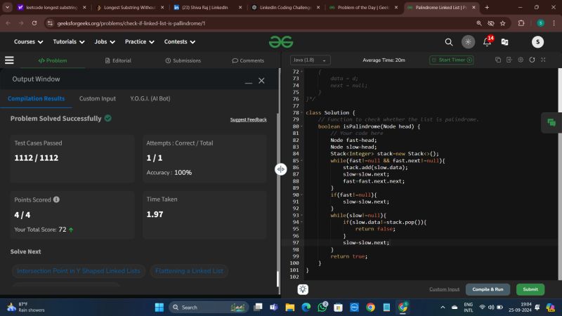 Shiva Raj on LinkedIn: #geeksforgeeks #potd #palindrome #linkedlist # ... Shiva Raj on LinkedIn: #geeksforgeeks #potd #palindrome #linkedlist # ...