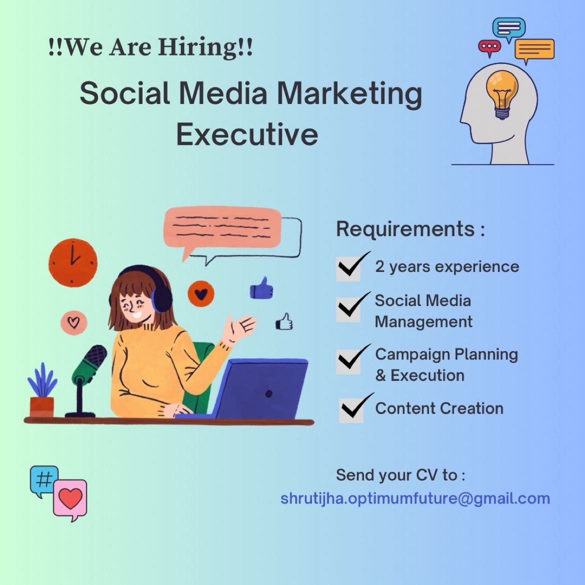 🔍 Job Opportunity: #Social_Media_Marketing_Executive | Shruti Jha 🔍 Job Opportunity: #Social_Media_Marketing_Executive | Shruti Jha