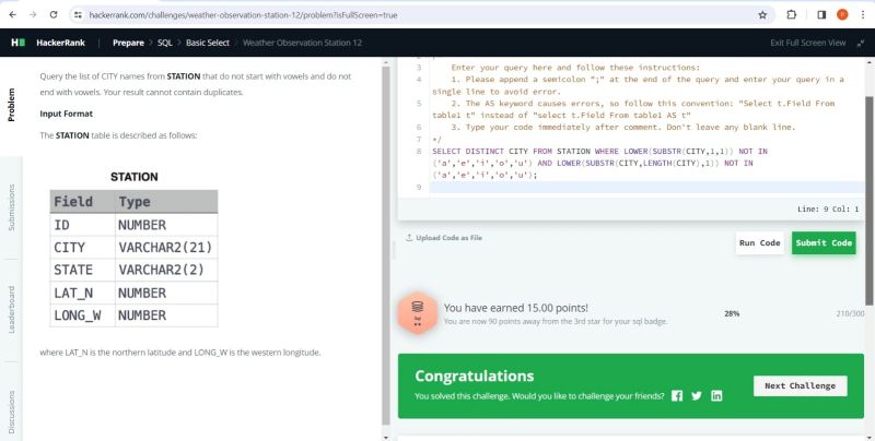 #100daysofcodechallenge #sql #hackerrank #100daysofcode | Prateeksha singh #100daysofcodechallenge #sql #hackerrank #100daysofcode | Prateeksha singh