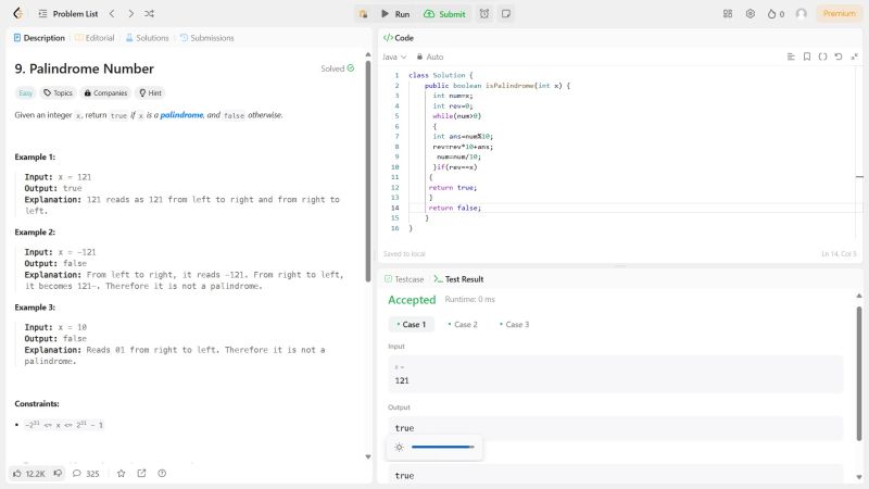 #leetcode #palindromenumber #problemsolving #codingchallenge #dsacoding ... #leetcode #palindromenumber #problemsolving #codingchallenge #dsacoding ...